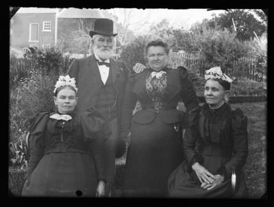 Ryversdale garden. L to R: Annie, Mrs Arthur Baigent, nee Price; Walter ...
