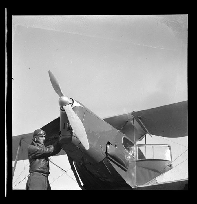Cliff Lewis, Pilot, and Fox Moth - Nelson Provincial Museum
